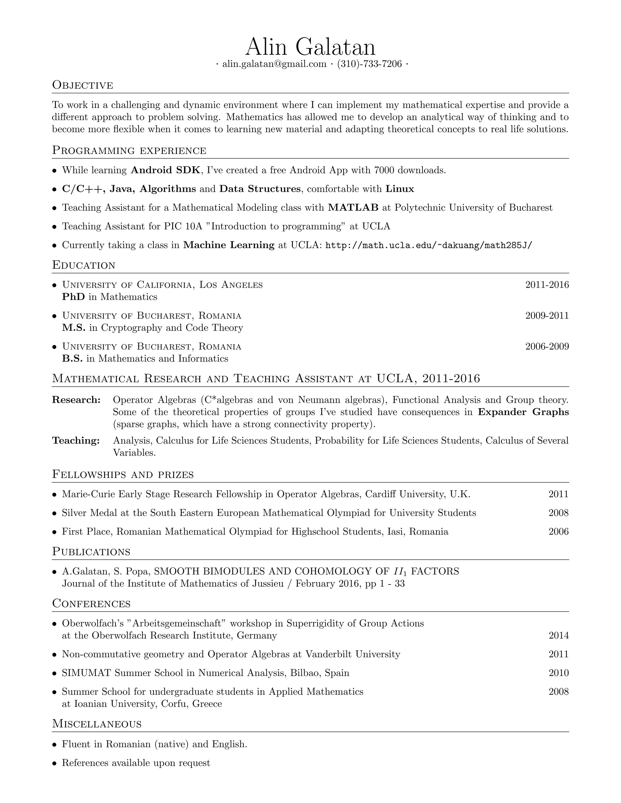 Alin_Galatan_Resume | PDF