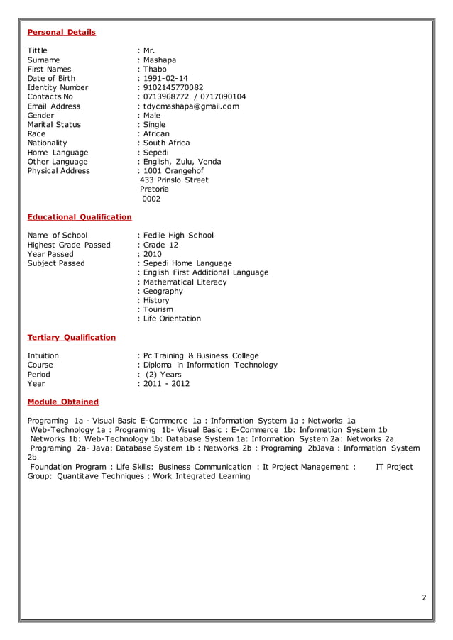 Thabo_Mashapa_Resume[1]_(1)[1] | PDF