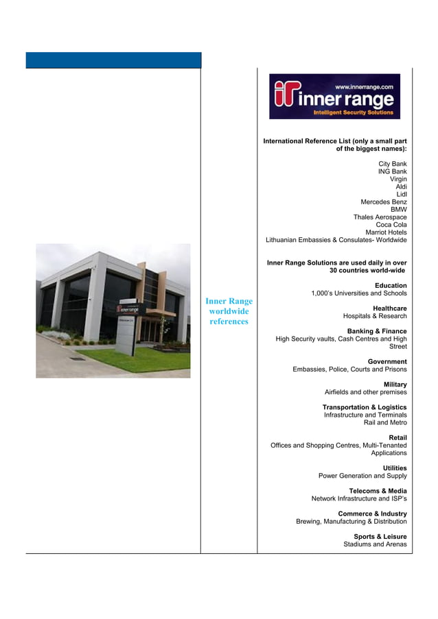 Inner Range worldwide references | PDF