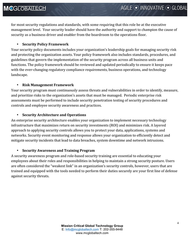 MCGlobalTech Commercial Cybersecurity Capability Statement | PDF | IT ...