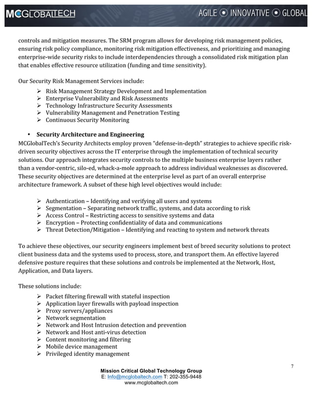 MCGlobalTech Commercial Cybersecurity Capability Statement | PDF | IT ...