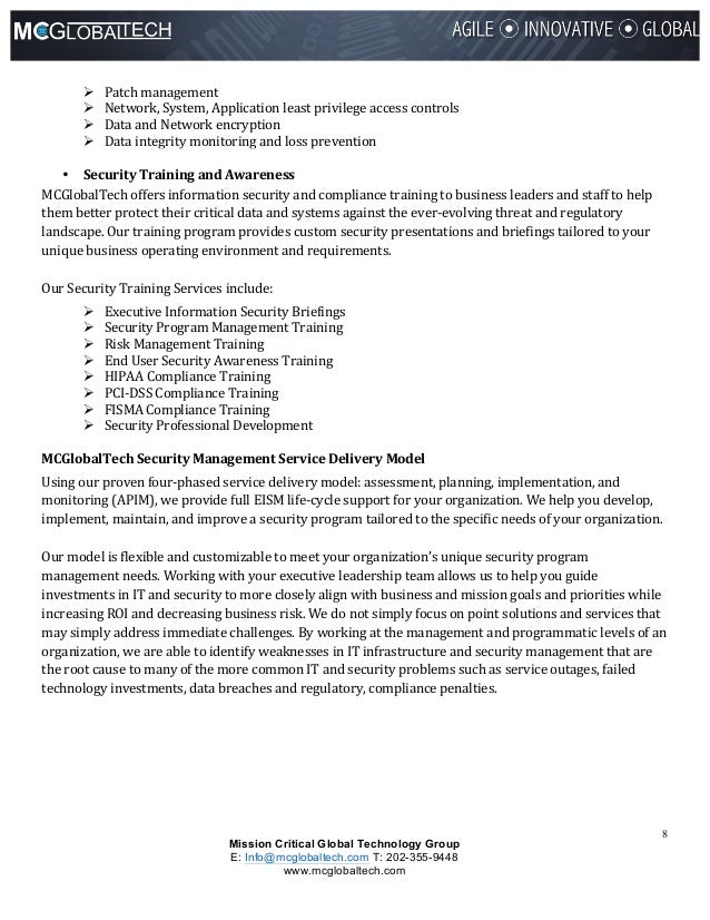 MCGlobalTech Commercial Cybersecurity Capability Statement MCGlobalTech Commercial Cybersecurity Capability Statement