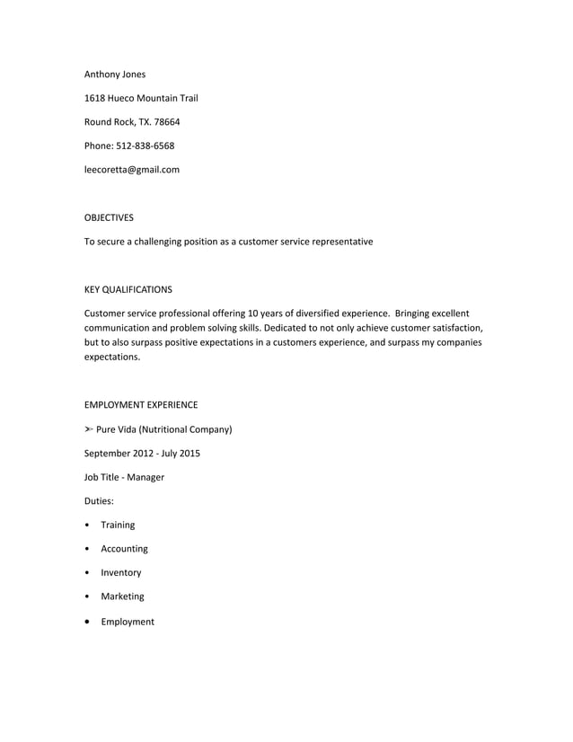 Resume Anthony Jones RTF | RTF