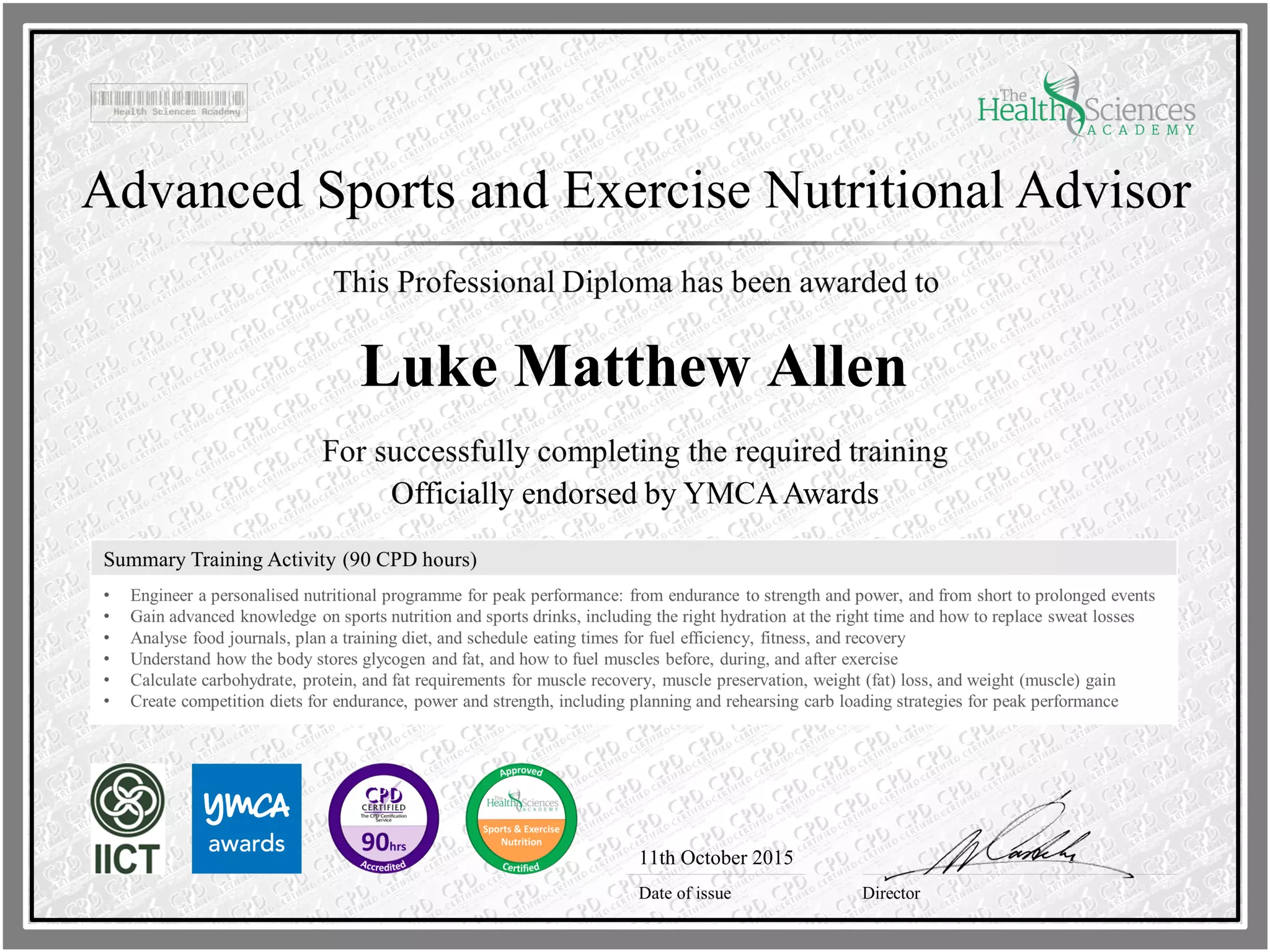 Nutritional Certificate New | PDF