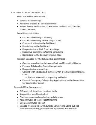 Executive Assistant Responsibilities