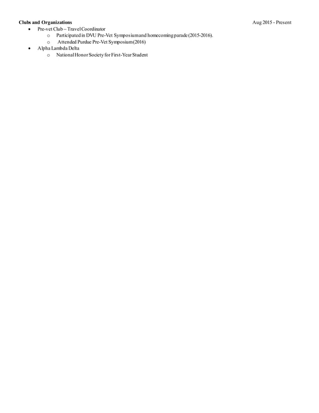 Jasmine Coleman Resume | DOCX | Veterinary Medicine | Pets