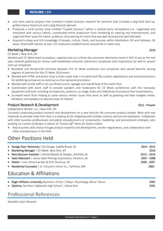 Christopher Bonamarte CV | PDF