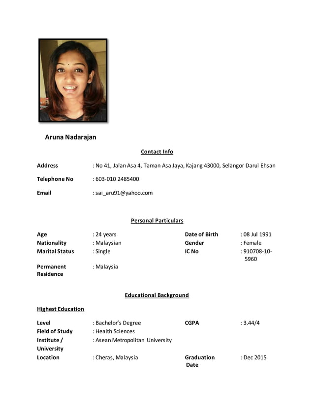 Aruna (Resume) | PDF