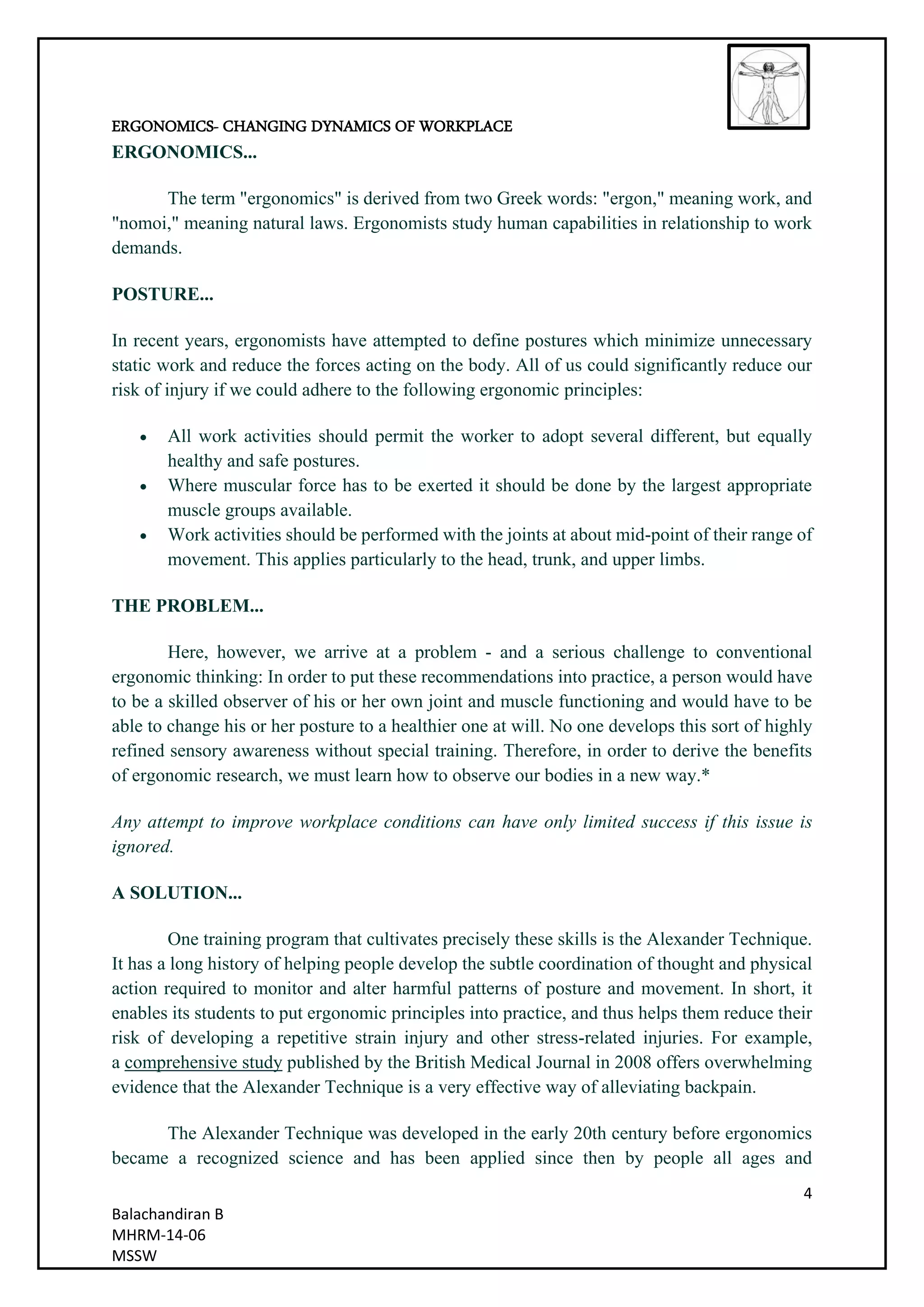 ERGONOMICS Assignment Final | PDF