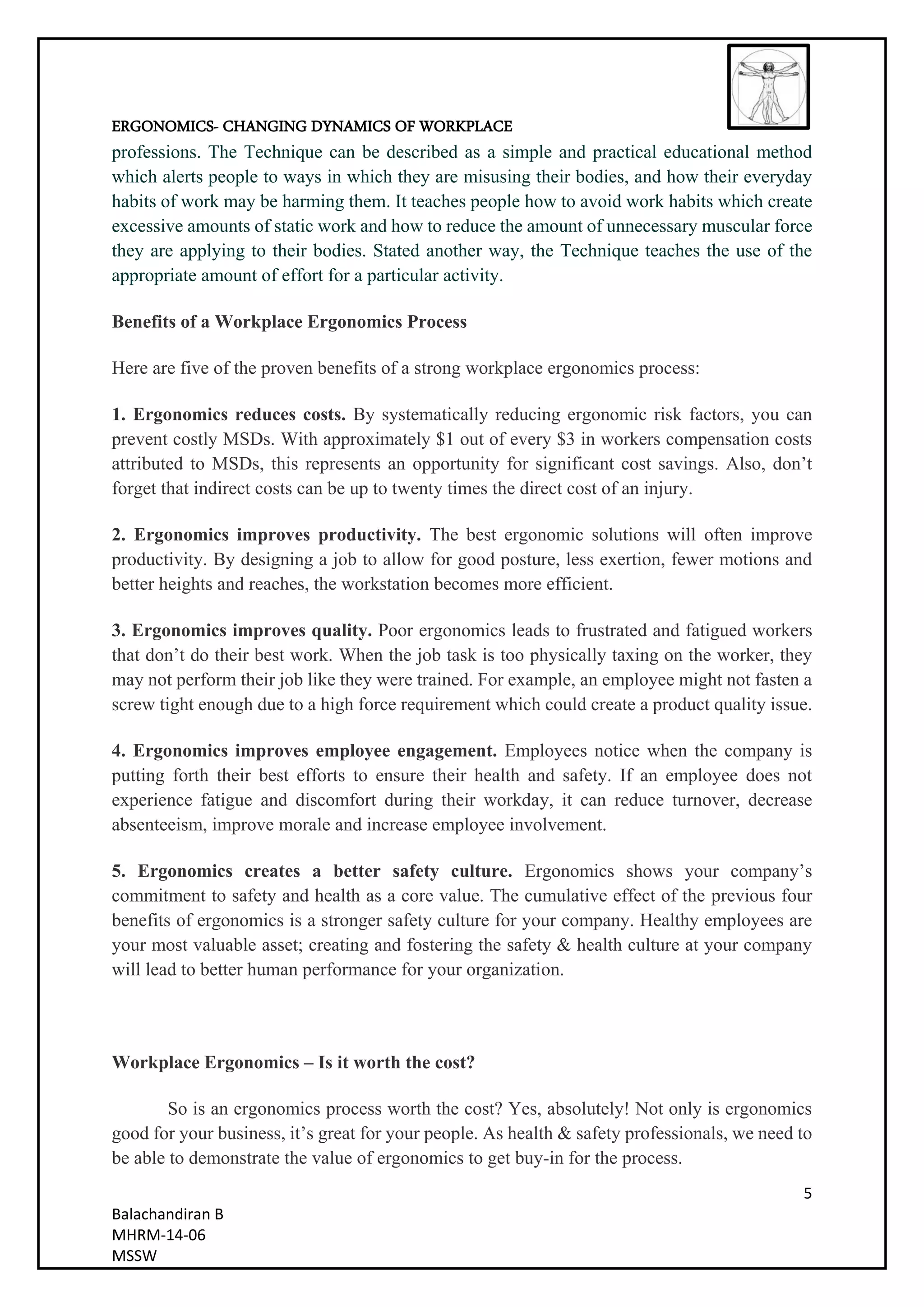 ERGONOMICS Assignment Final | PDF