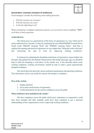 ERGONOMICS Assignment Final | PDF