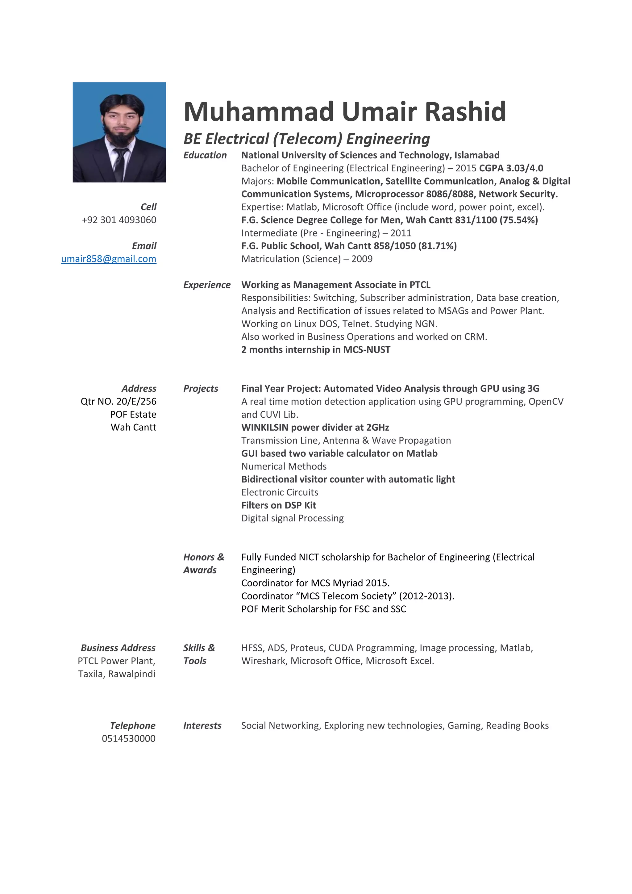 CV_M Umair Rashid | PDF