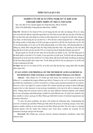 NGHIÊN CỨU ĐỀ XUẤT CÔNG NGHỆ XỬ LÝ KHÍ ACID CHO KHÍ THIÊN NHIÊN TỪ MỎ CÁ VOI XANH eb7d241c | PDF