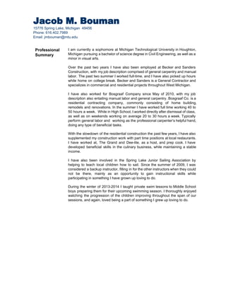 JakesResume-final | PDF | Civil Engineering Industry | Industries