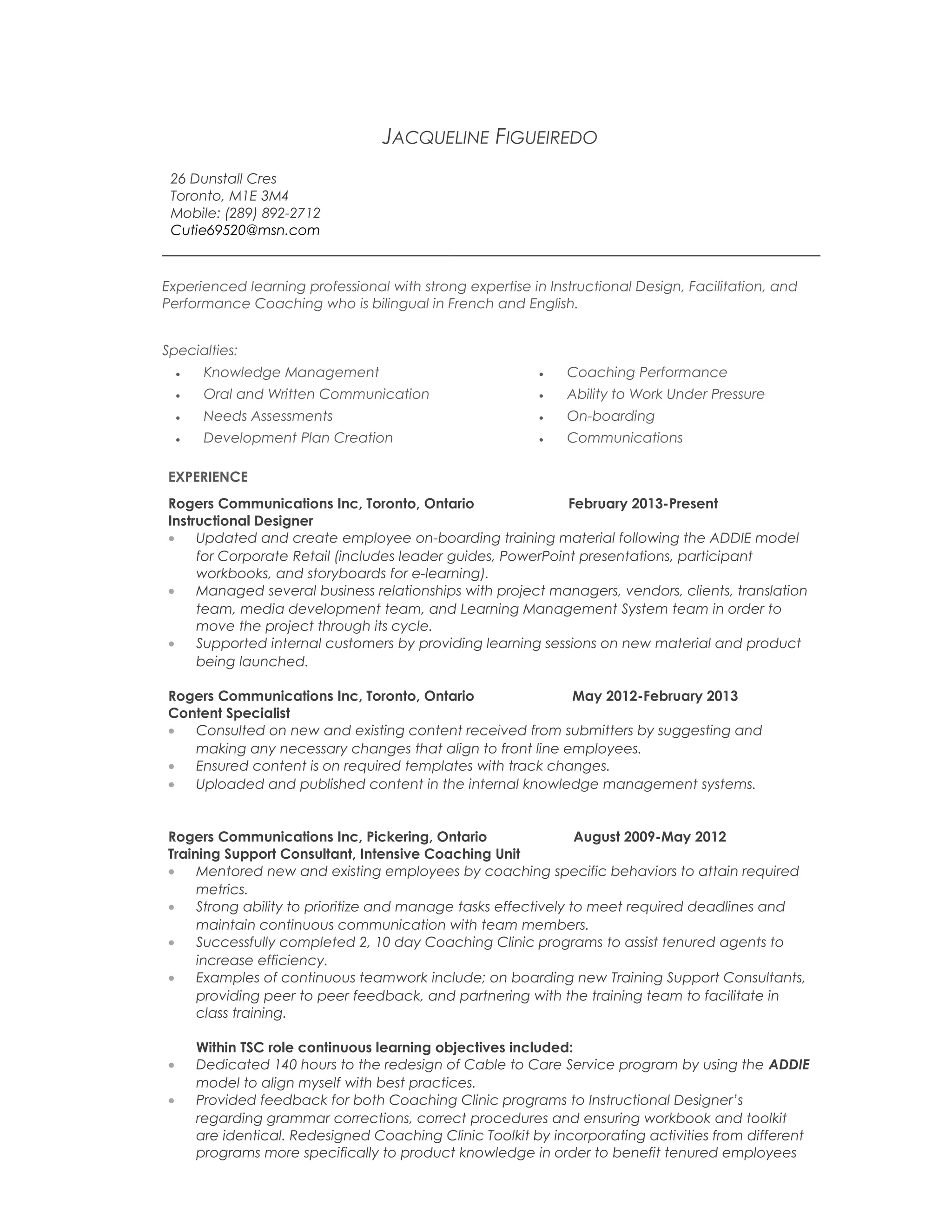 Jacqueline's Resume | DOC