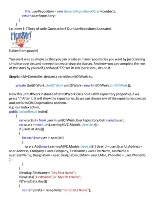 Generic Repository Pattern in MVC3 Application with Entity Framework | PDF