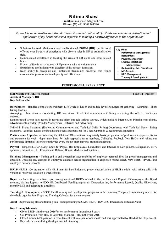 Nilima Resume | PDF