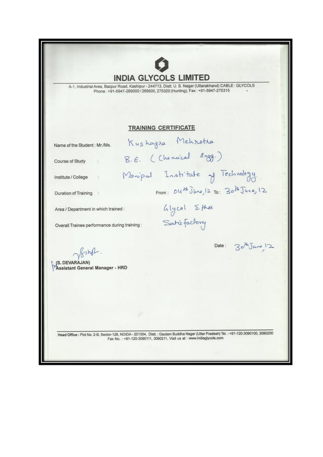 IGL Certificate | PDF