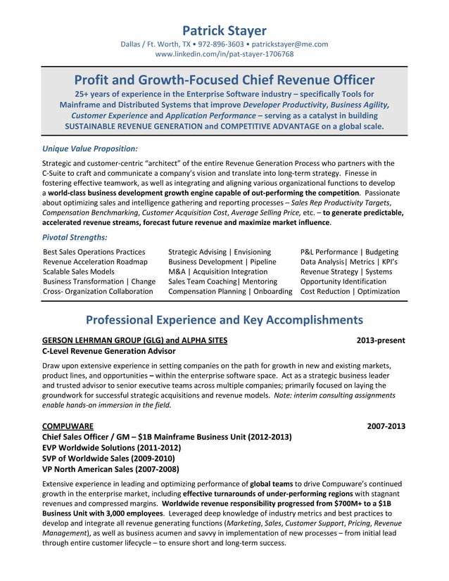 STAYER PAT - Resume | PDF