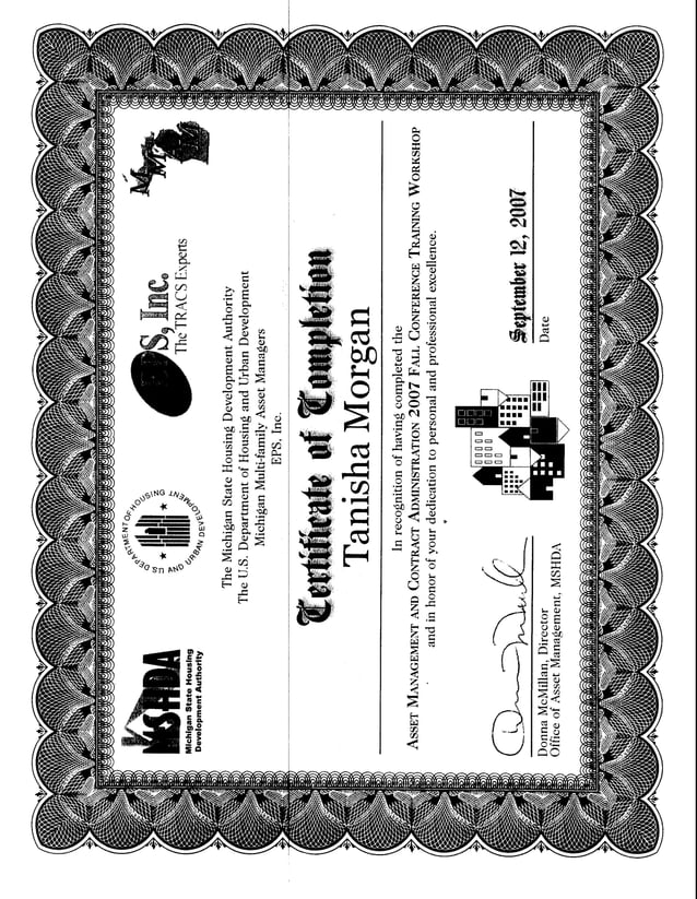 MSHDA Certificate | PDF