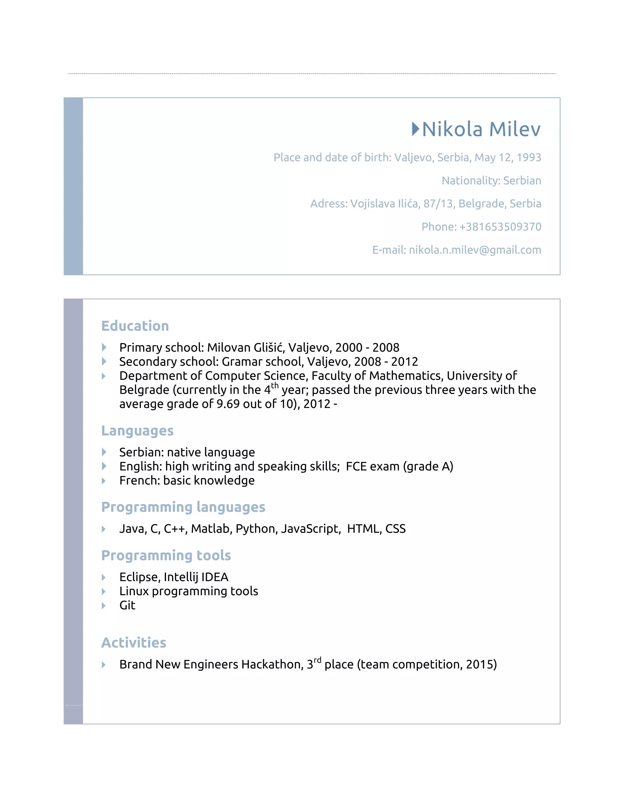 Nikola-Milev-CV-2015 | PDF