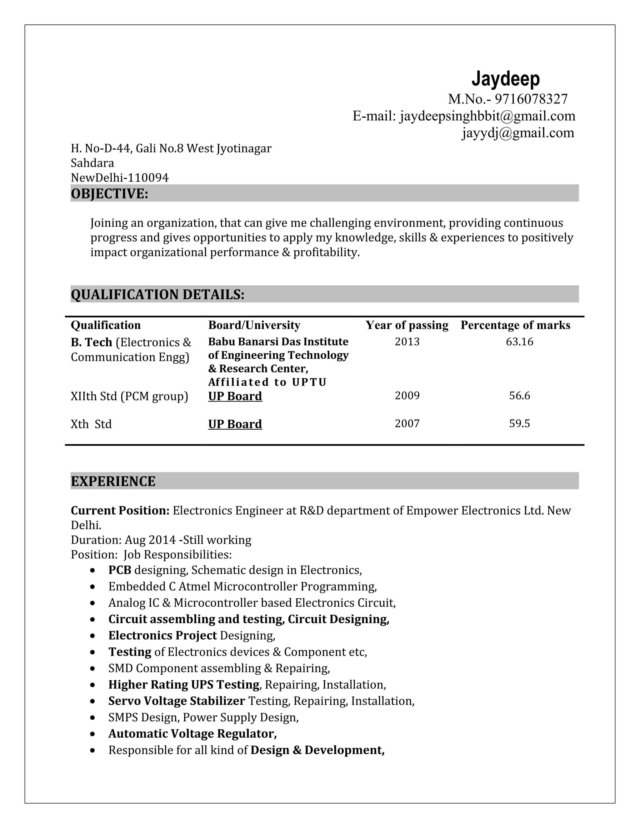 jaydeep-Electronics design engg. | DOC | Consumer Electronics | Technology & Computing