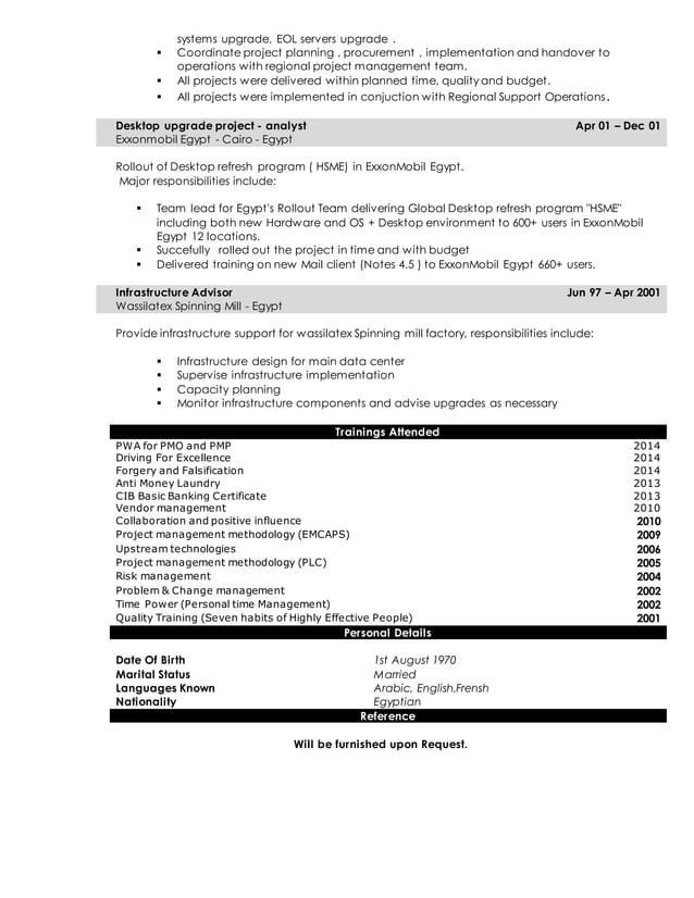 Sameh CV final (exxon) Mar 2013 | DOCX | Business Administration | Business