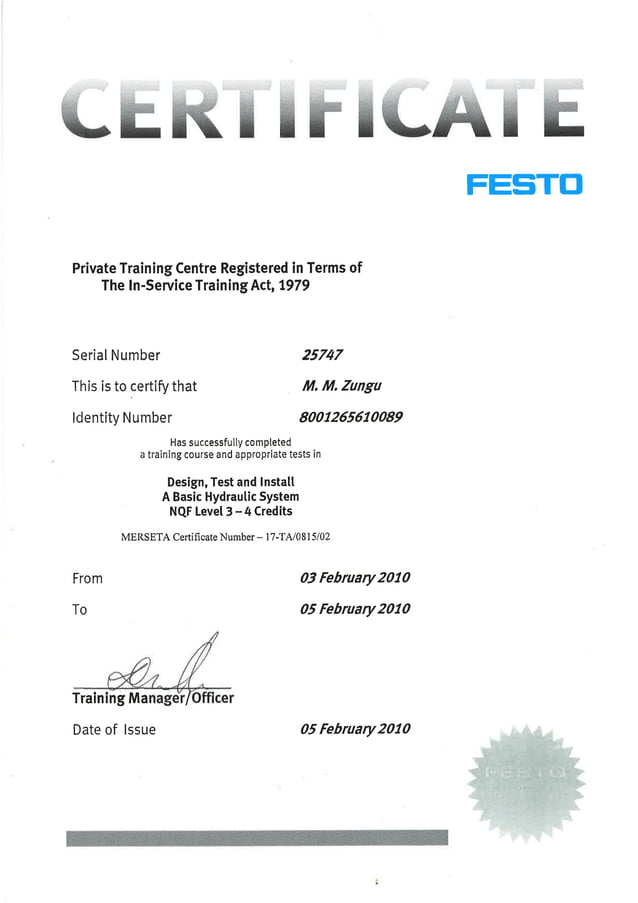 Basic Hydraulic Certificate | PDF