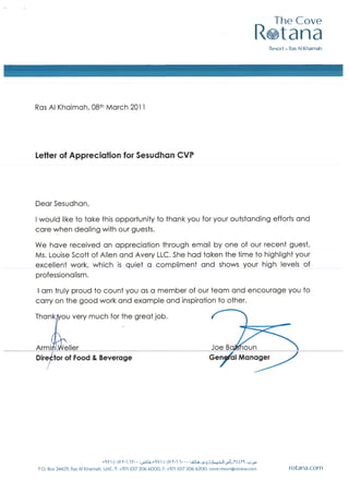 Appreacation letter | PDF