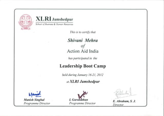 XLRI Bootcamp Certificate | PDF