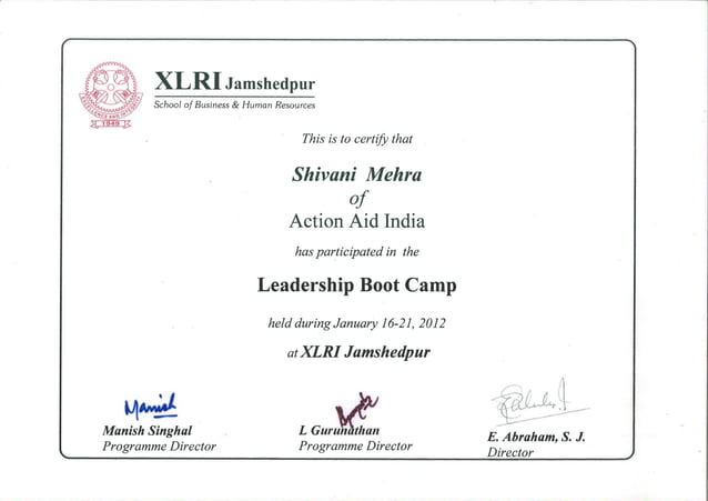 XLRI Bootcamp Certificate | PDF