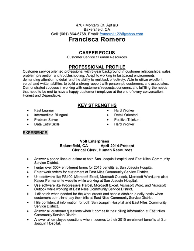 FRANCISCA ROMERO RESUME | PDF