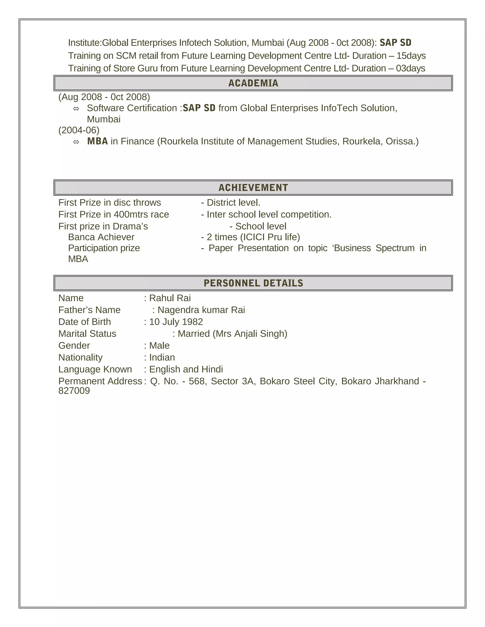 Rahul Rai _ CV | PDF