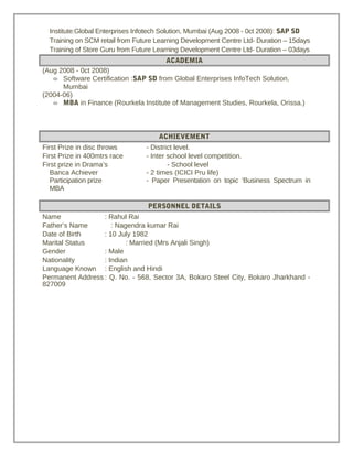 Rahul Rai _ CV | PDF