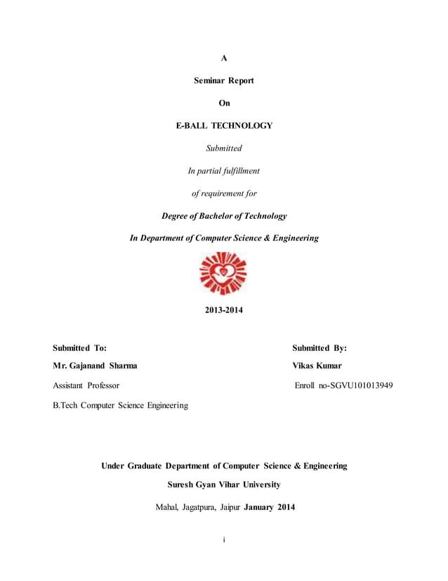 E-BALL TECHNOLOGY SEMINAR REPORT | DOCX | Computing | Technology & Computing