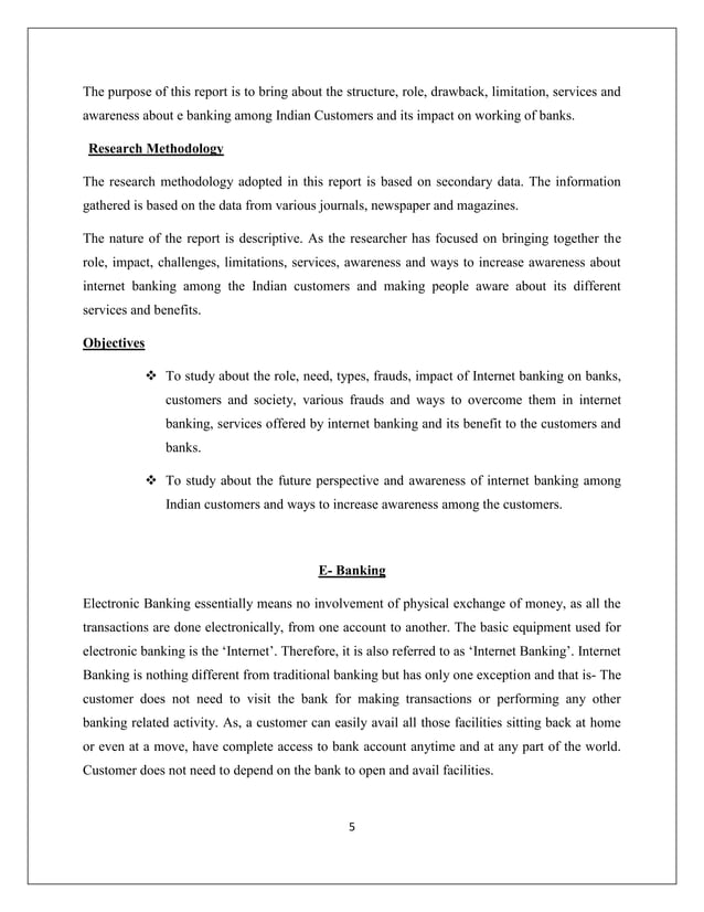 E- Banking Research Report | PDF