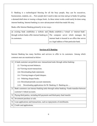 E- Banking Research Report | PDF