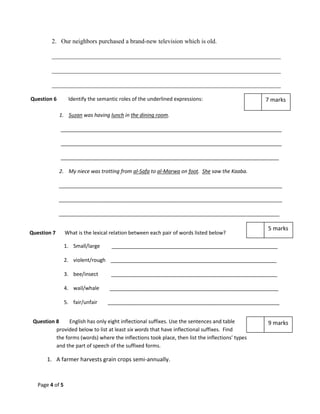Intro. to Linguistics Final Exam | PDF