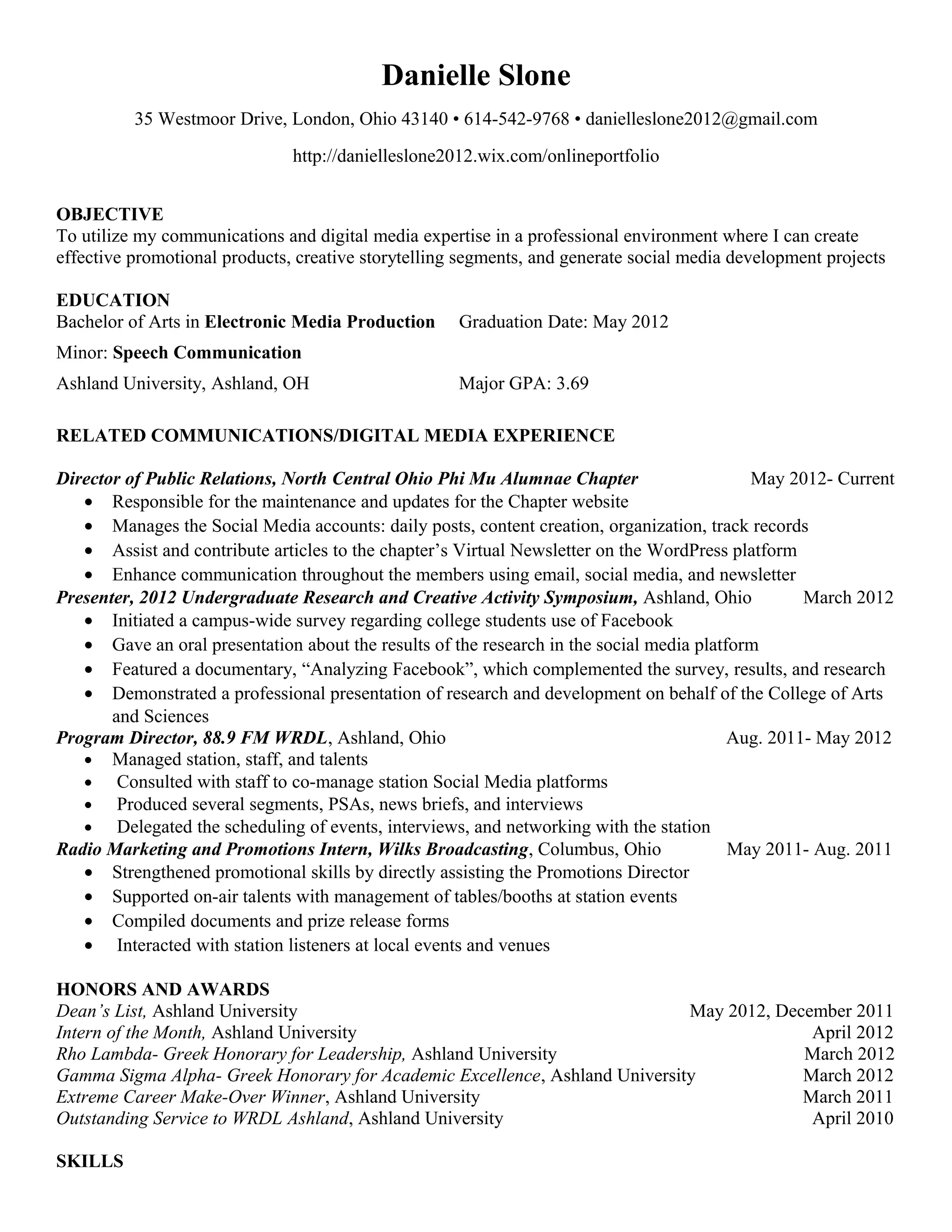 Danielle Slone- Resume | DOC