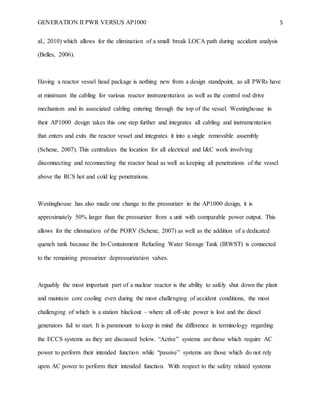 Westinghouse PWR Design Comparison: Gen II versus Gen III | DOCX