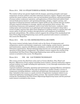 Power Engineering Technology - Mechanical Course Outline | PDF