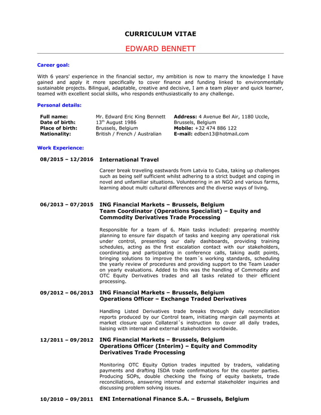 CV - Edward Bennett 2017 | PDF