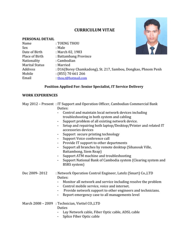CURRICULUM-VITAE-of-TOENG-THOU | DOC | IT and Internet Support | Internet