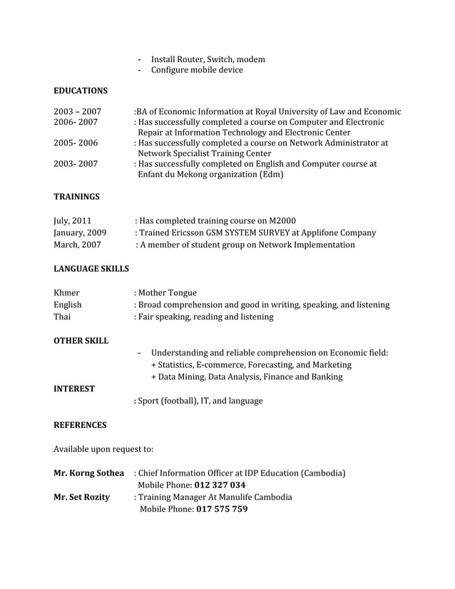 CURRICULUM-VITAE-of-TOENG-THOU | DOC | IT and Internet Support | Internet