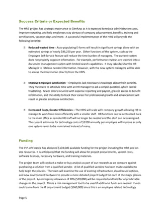 MGT2 - GenRays HRIS Project Charter | PDF
