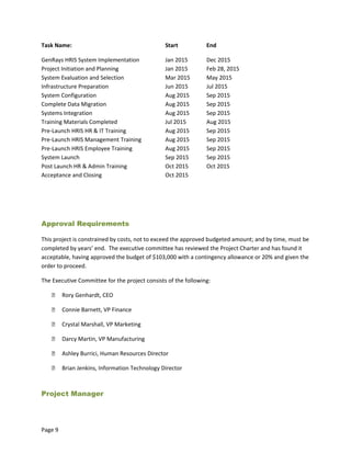 MGT2 - GenRays HRIS Project Charter | PDF