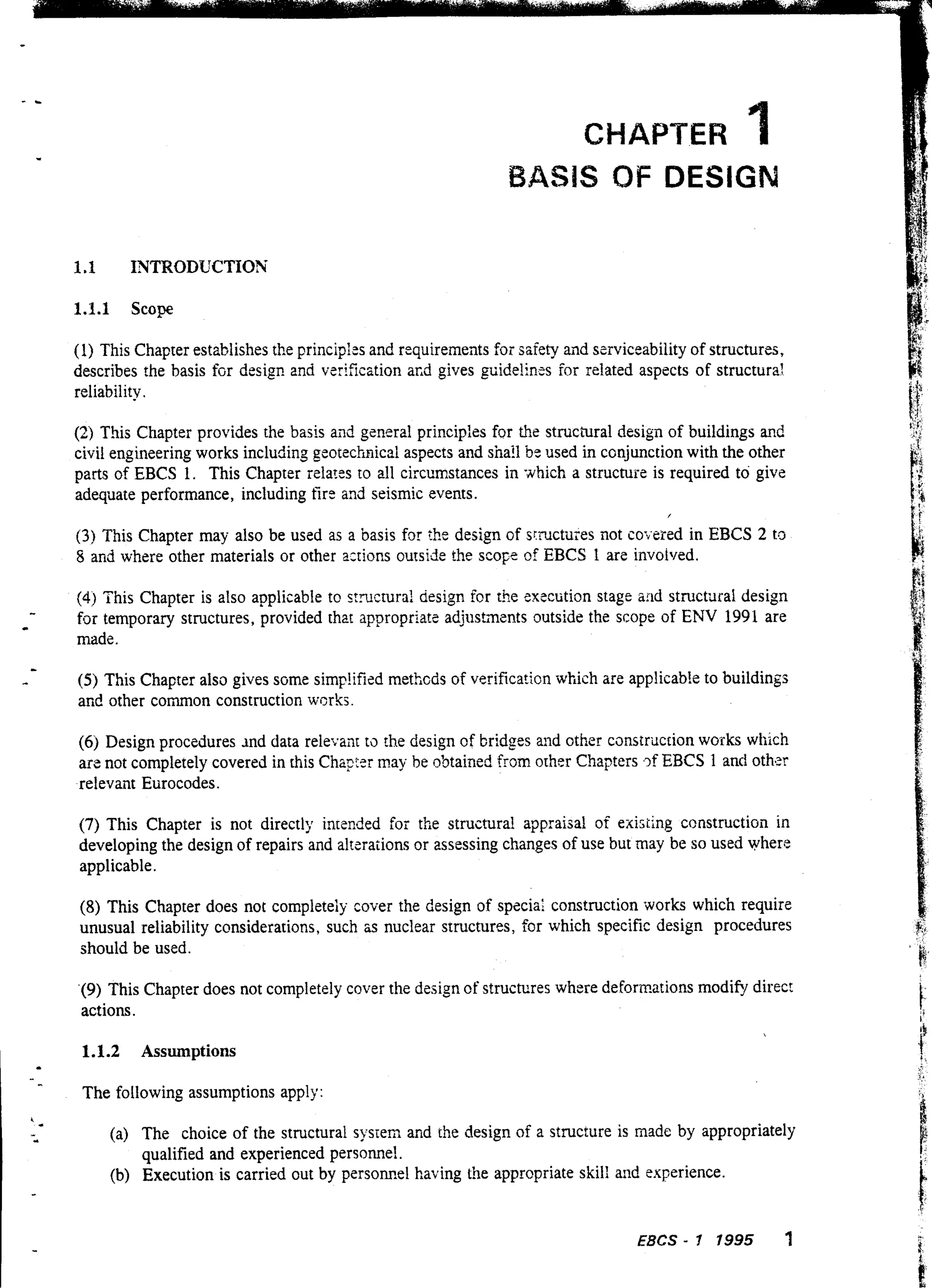 Ebcs 1 basis of design actions on structures | PDF