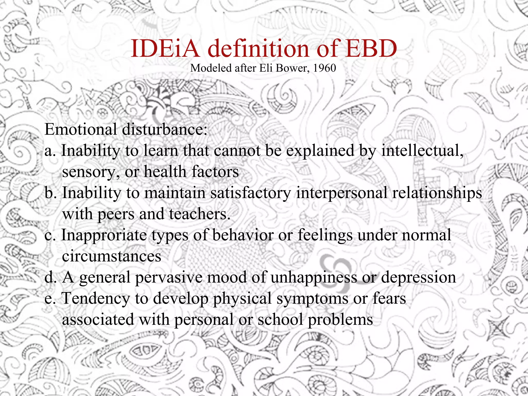 Emotional and Behavioral Disorders | PPT