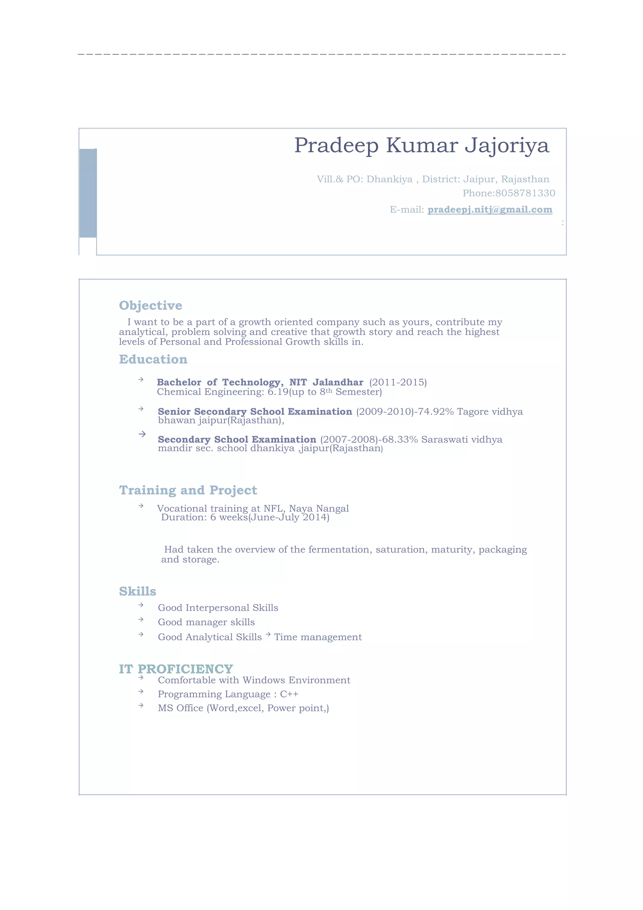 pradeep resume (1) | PDF