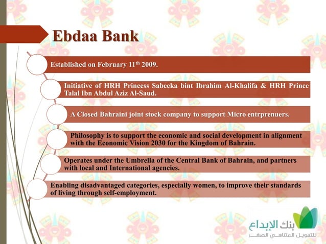 Microfinance Bank's Backbone --Ebdaa Bank | PPTX